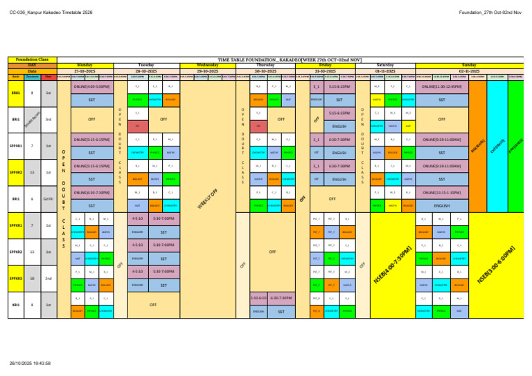 Time Table Foundation | PDF
