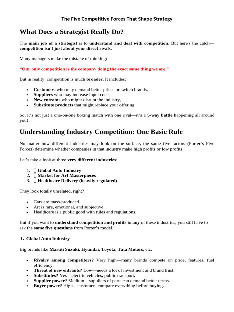 Understanding Porter's Five Forces in Strategy | PDF