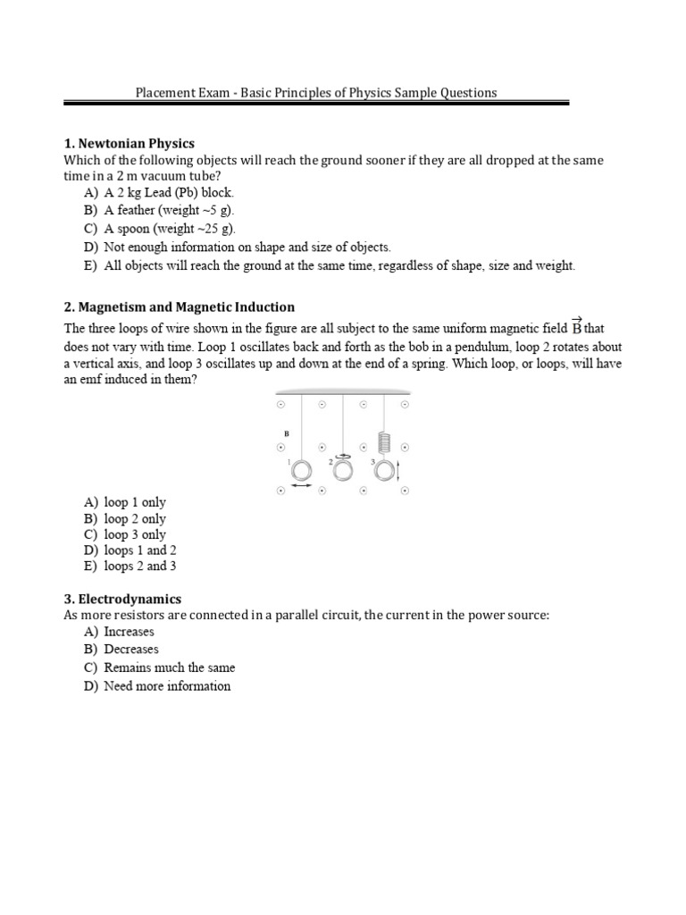 General Physics Sample Questions and Answers | PDF | Temperature | Gases