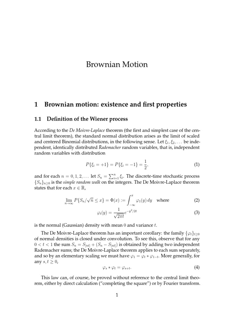 Understanding Brownian Motion Basics | PDF | Hilbert Space | Normal ...