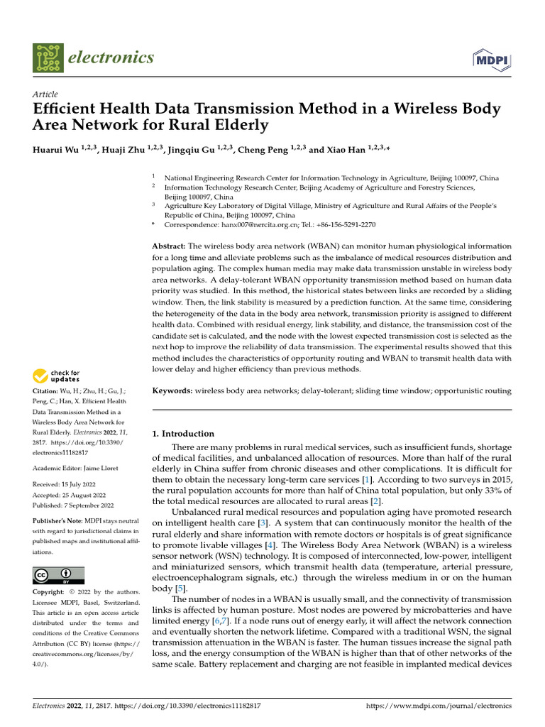 Efficient Health Data Transmission Method in A Wireless Body Area ...