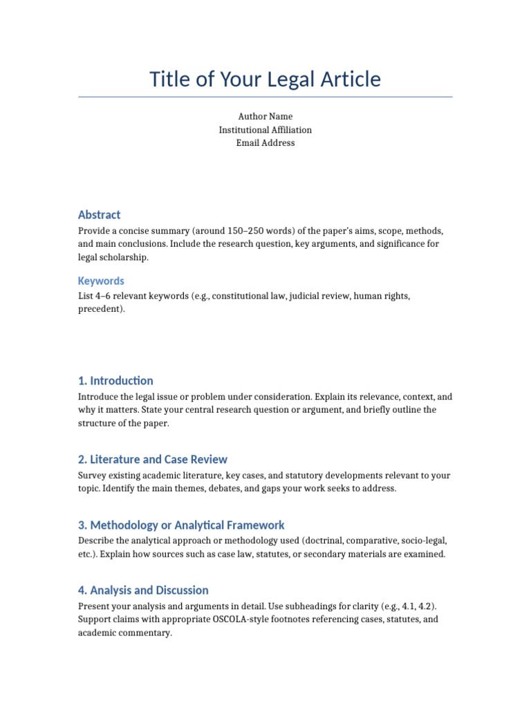 Academic Law Article Template OSCOLA | PDF