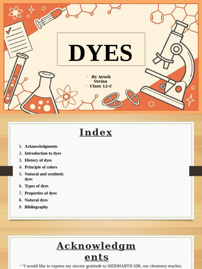 DYES , Chemistry Project | PDF | Dye | Dyeing