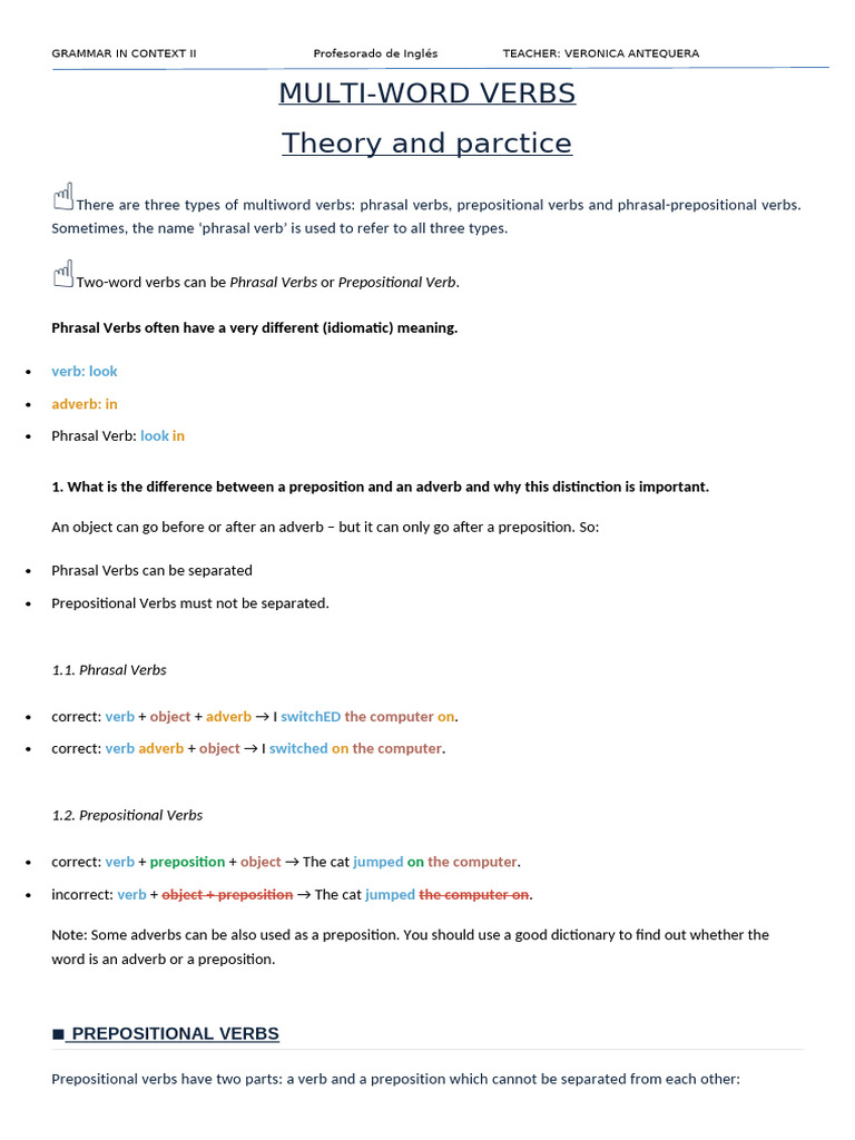 Understanding Multi-Word Verbs in English | PDF | Object (Grammar) | Verb