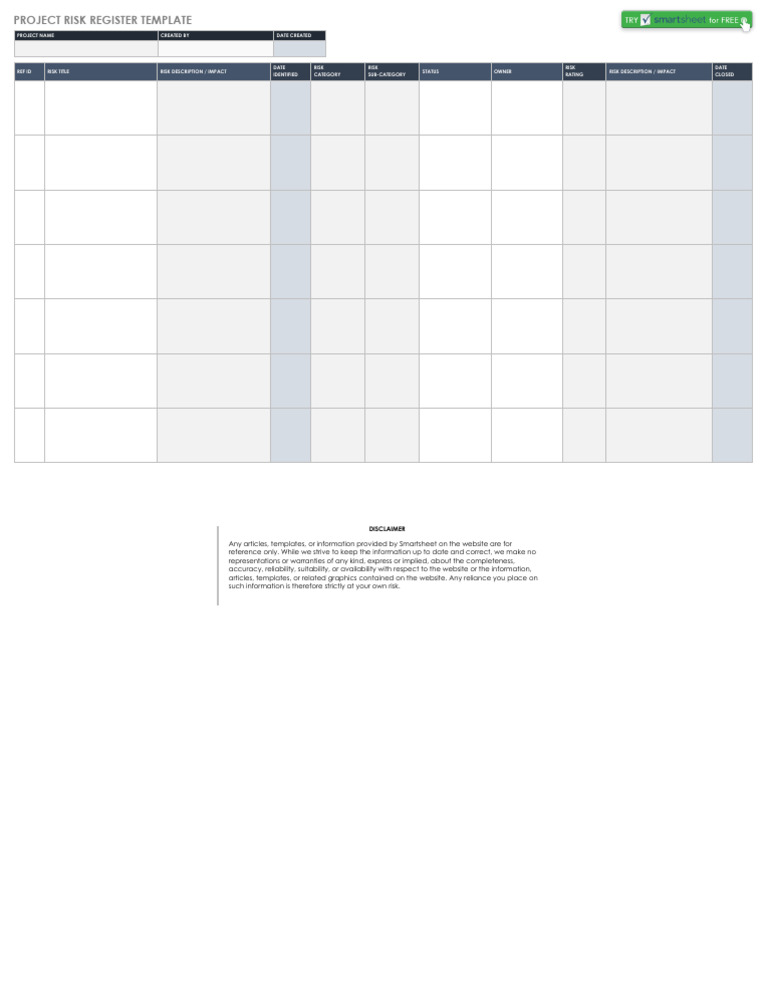 Project Risk Register Template | PDF