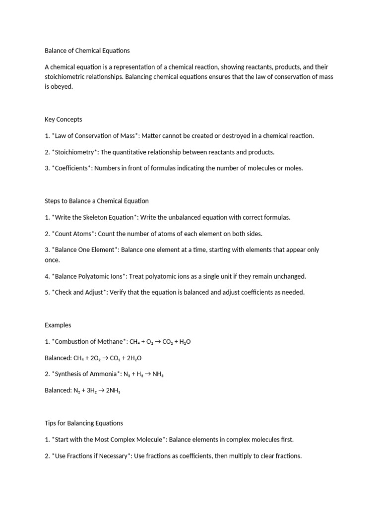 How to Balance Chemical Equations | PDF | Stoichiometry | Unit Processes