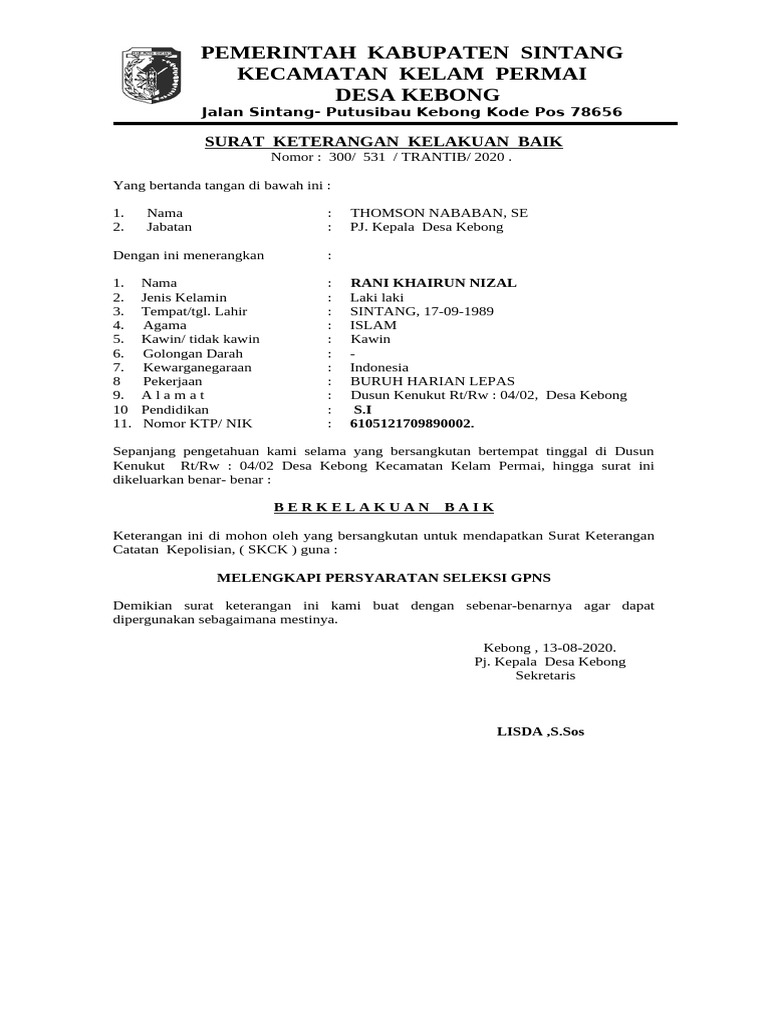 Contoh Foto SKCK Perempuan | PDF