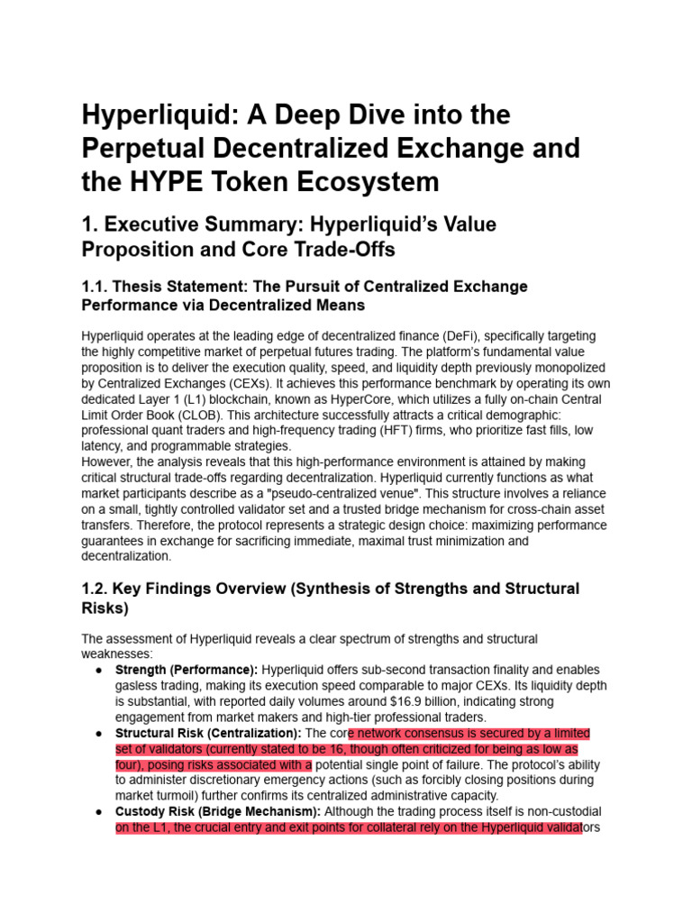 Hyperliquid Blockchain and Token Analysis | PDF