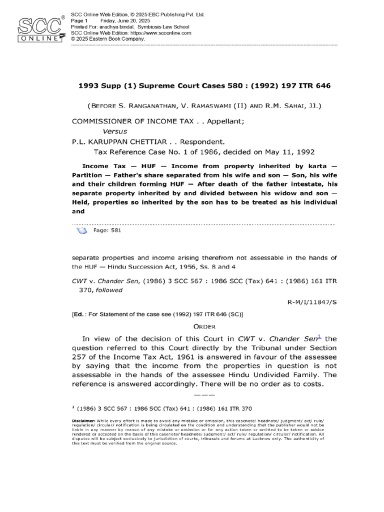 Commissioner of IT v. P.L. Karuppan Chettiar | PDF | Government ...