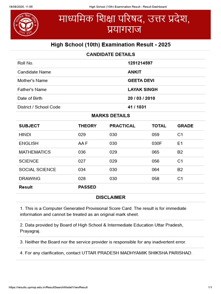 High School (10th) Examination Result - Result Dashboard | PDF