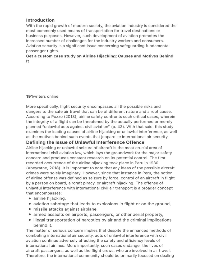 Introduction | PDF | Aircraft Hijackings | Crime & Violence