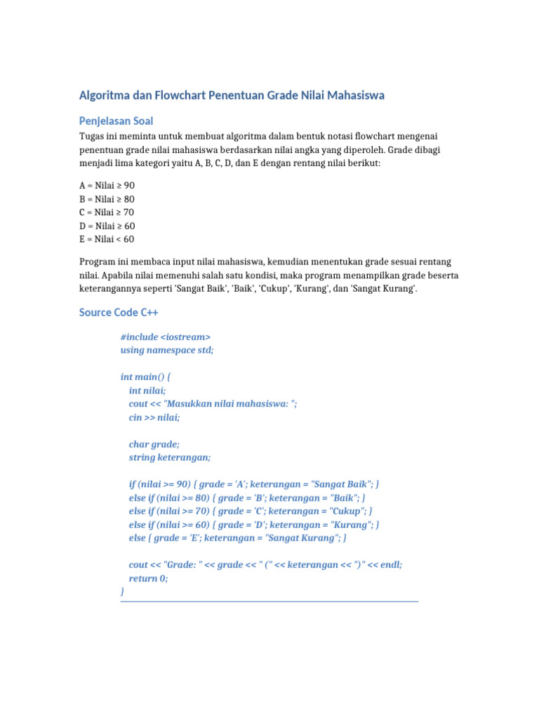 Flowchart Grade Mahasiswa | PDF