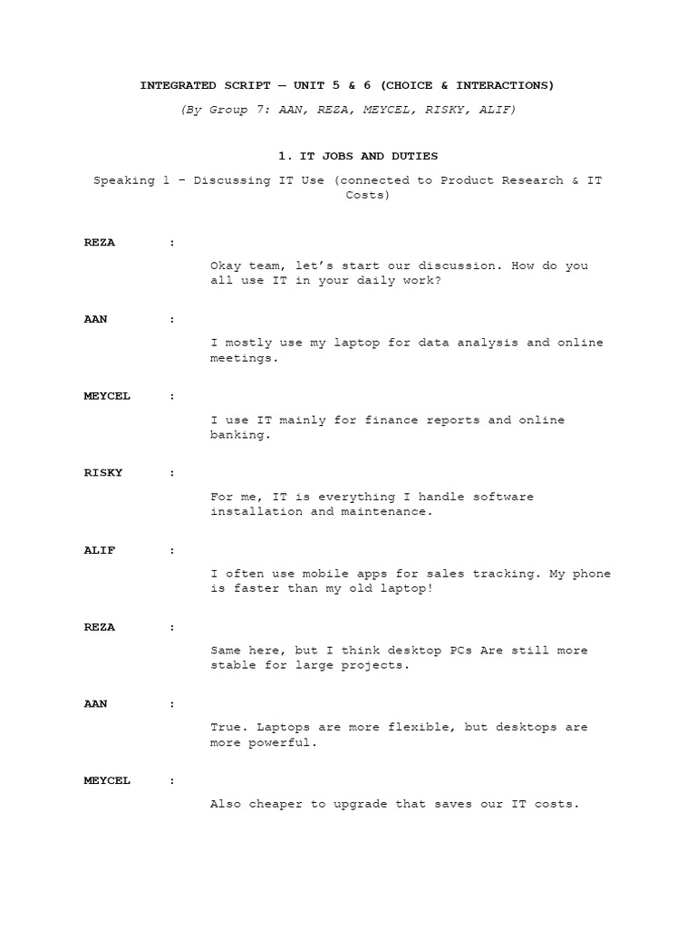 Script | PDF | Operating System | Spreadsheet