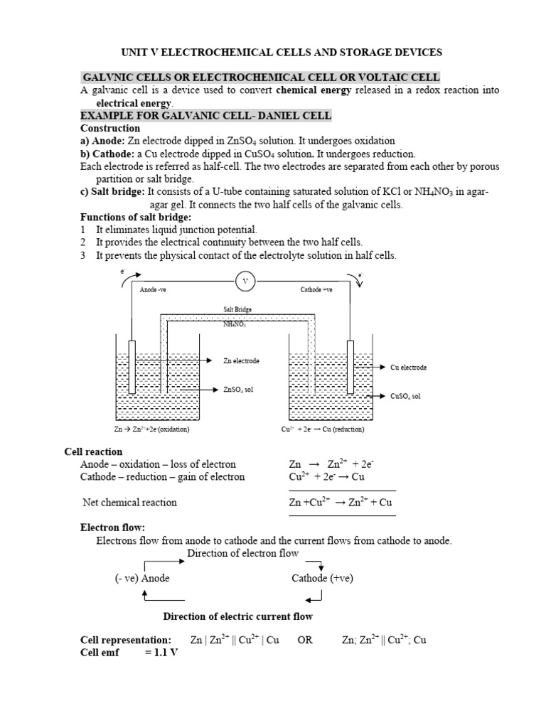 Electrochemical Cells and Their Functions | PDF | Electrochemistry | Anode