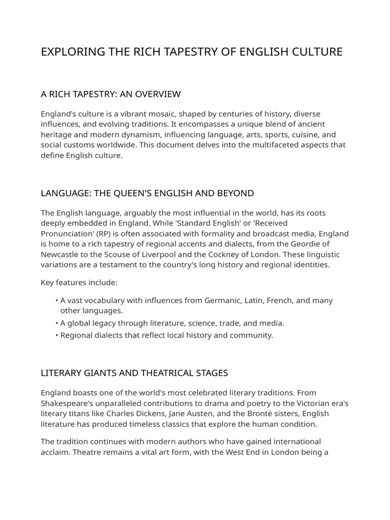 Exploring England Culture | PDF | English Language | England