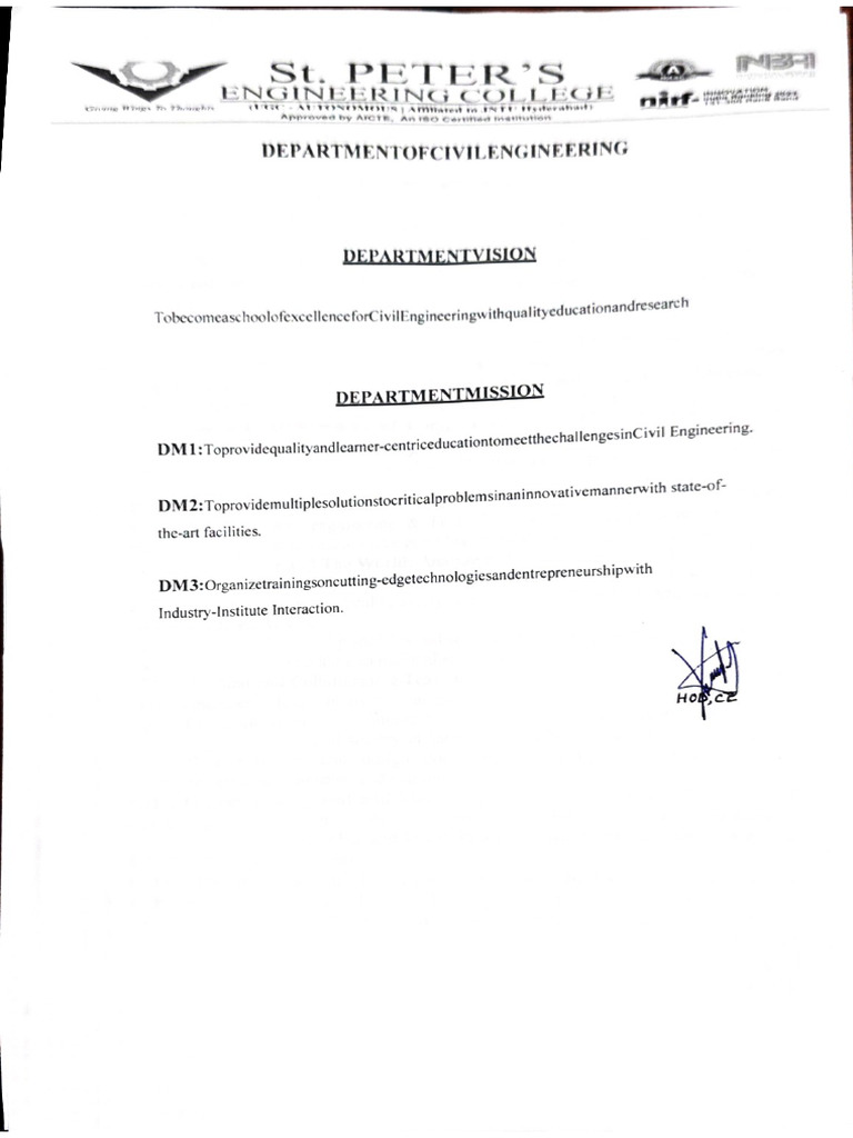 Civil Department Vision Mission | PDF