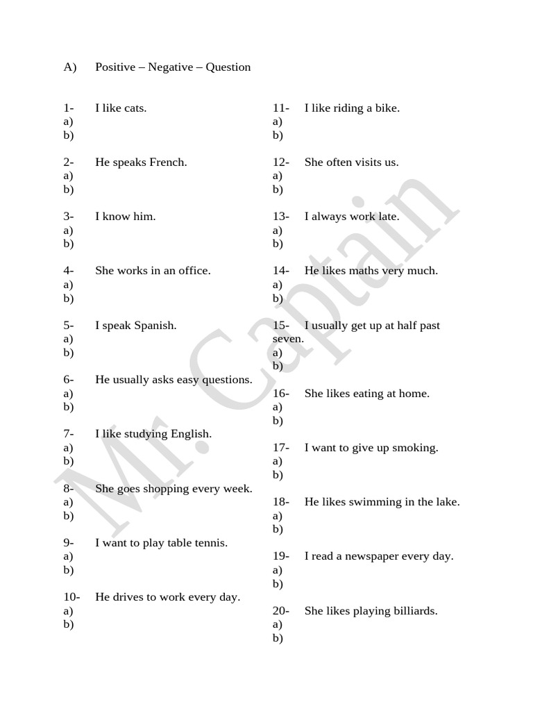 Present Simple Exercises 1 | PDF