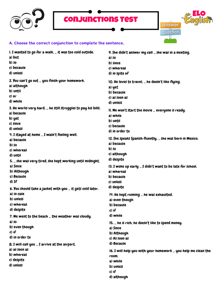Conjunctions Test | PDF | Chess Openings | Chess