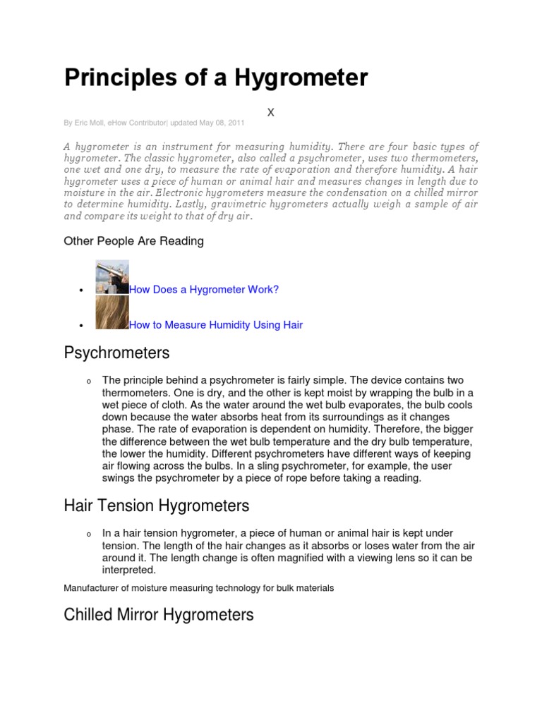 Understanding Hygrometer Principles | PDF | Humidity | Atmospheric ...