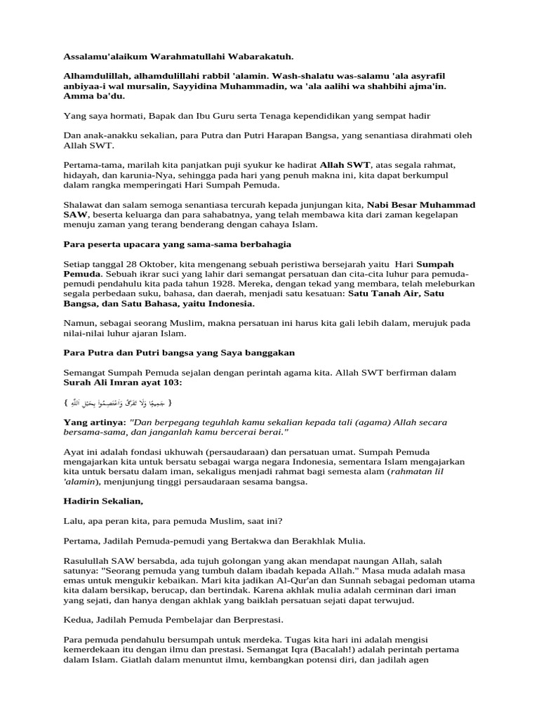 Pidato Hari Sumpah Pemuda | PDF