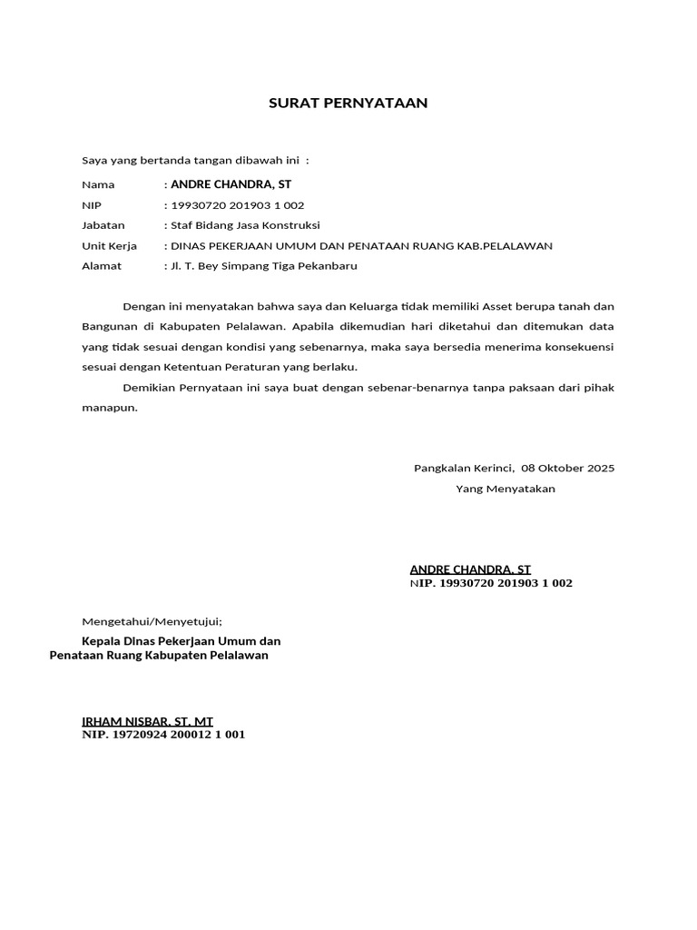 Surat Pernyataan Pbb 2023 | PDF