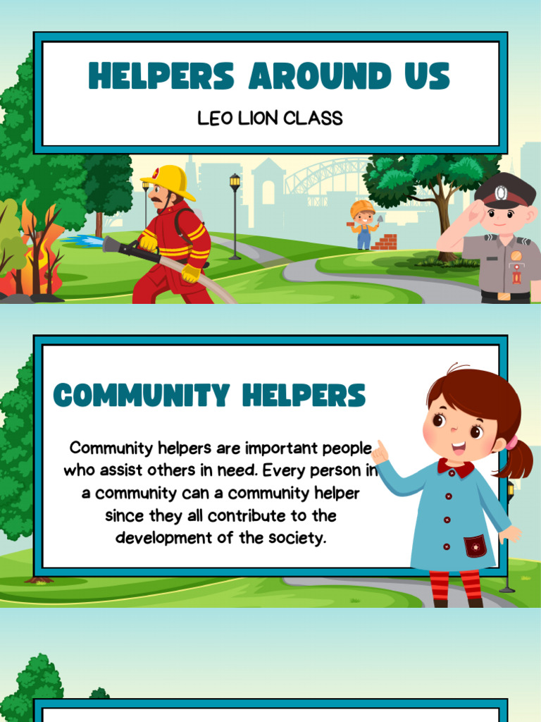 Kindergarten Community Helper Jobs Education Presentation in Colorful ...