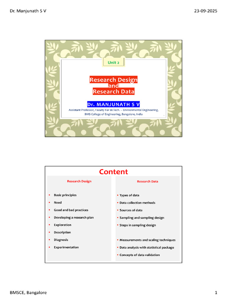 Unit 2 - Research Design and Research Data-23!09!2025 | PDF