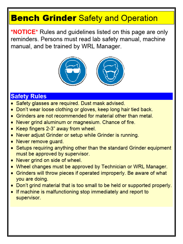 Bench Grinder Safety Guidelines | PDF