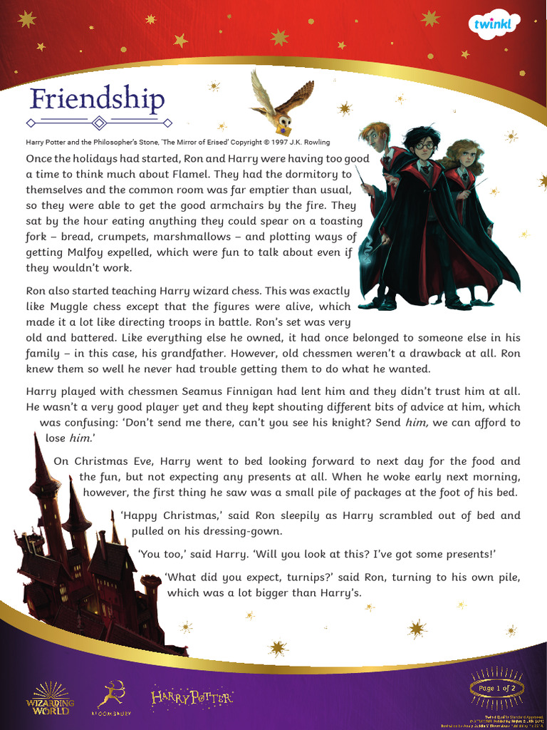 Reading Comprehension - Harry Potter Friendship | PDF | Harry Potter ...