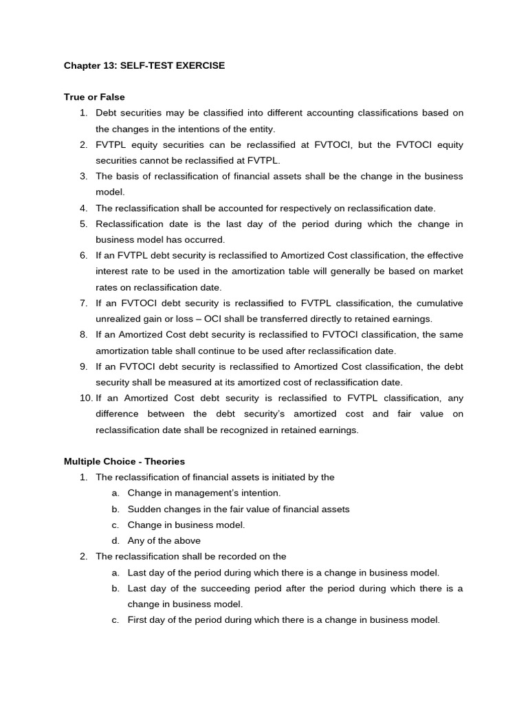 Financial Asset Reclassification Guide | PDF | Historical Cost | Fair Value