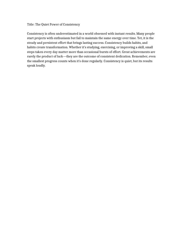 The Quiet Power of Consistency | PDF