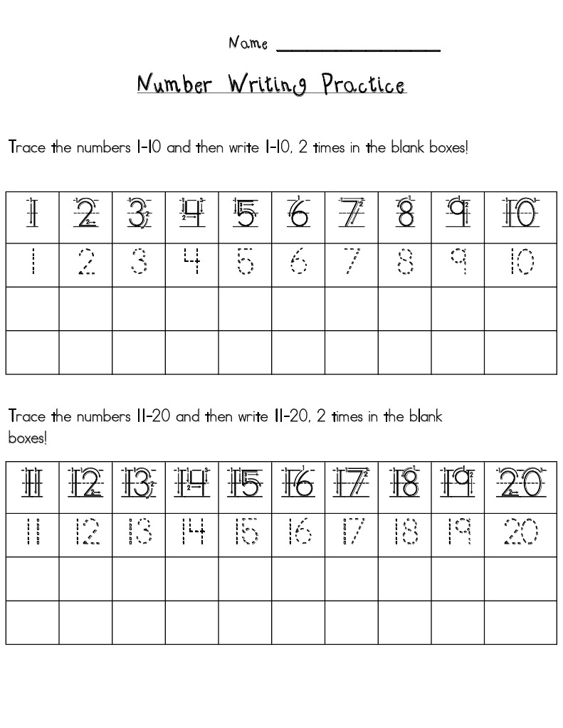 Number Writing Practice 1-20 | PDF