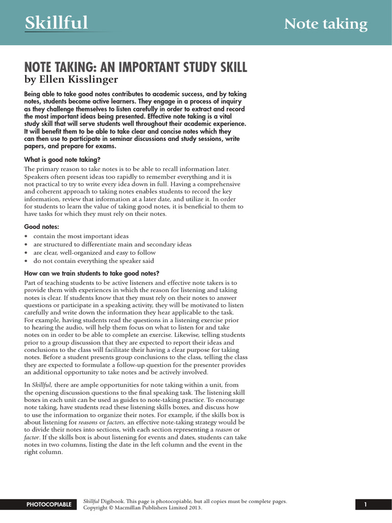 Note Taking | PDF | Communication | Behavior Modification