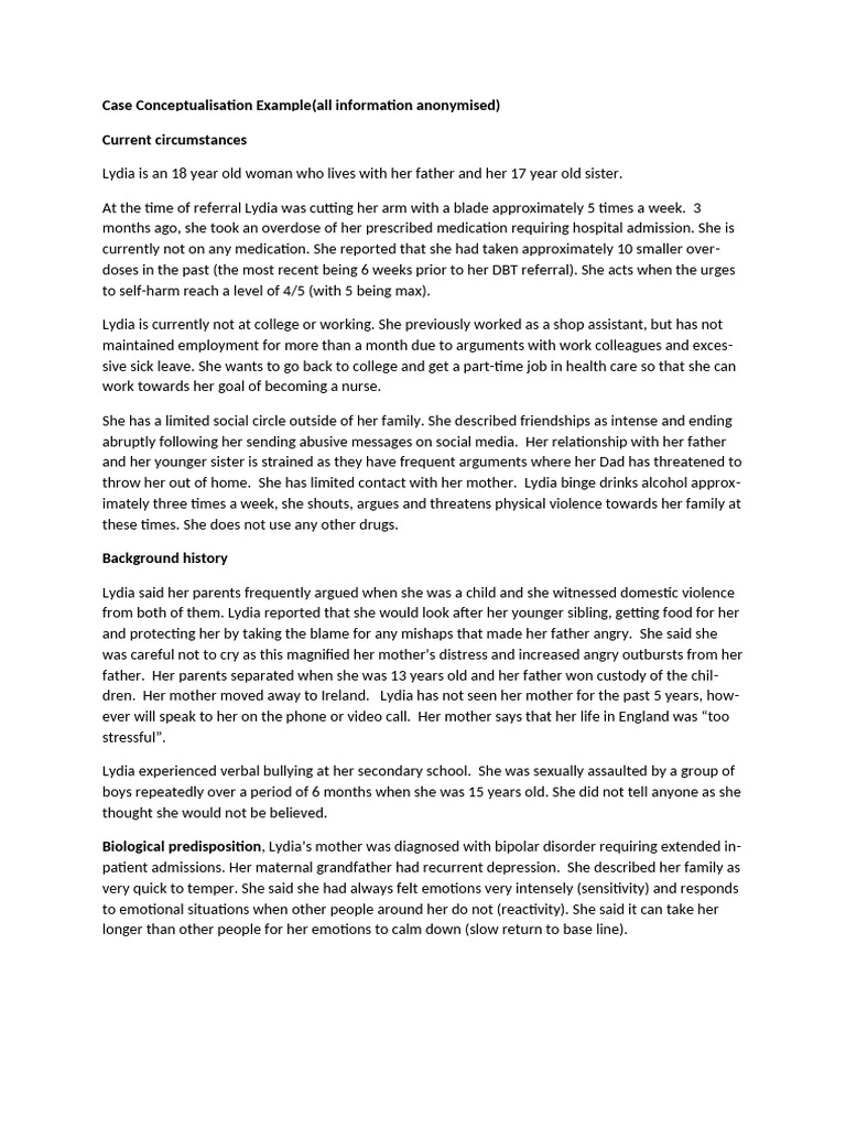 Lydia's Journey: Overcoming Self-Harm | PDF | Anger | Dialectical ...