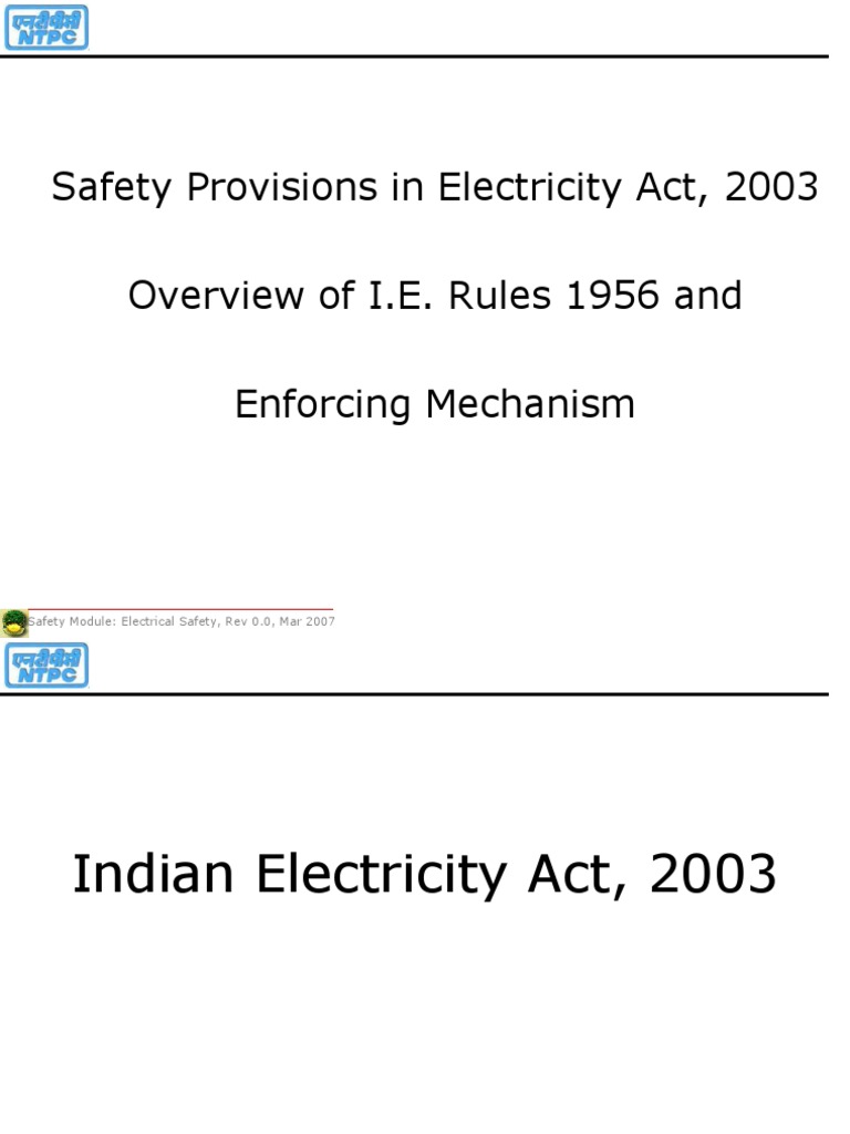 Safety Provision in Electricity Act | PDF | Electric Power Distribution ...