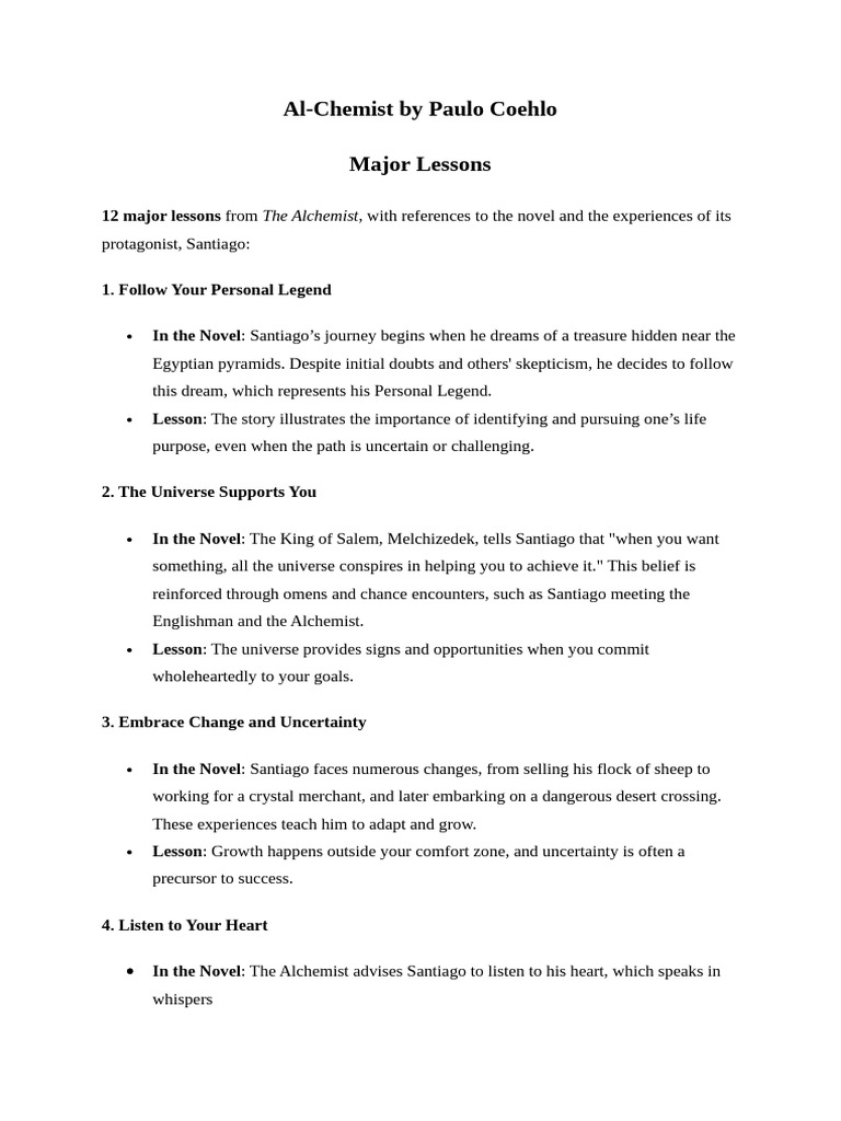 12 Key Lessons from The Alchemist | PDF