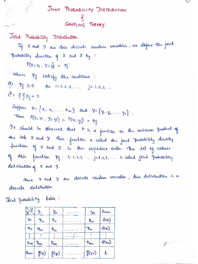 Module 5 - Joint Probability and Sampling Theory | PDF