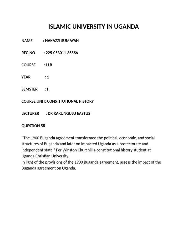 The 1900 Buganda Agreement | PDF | Uganda | Government