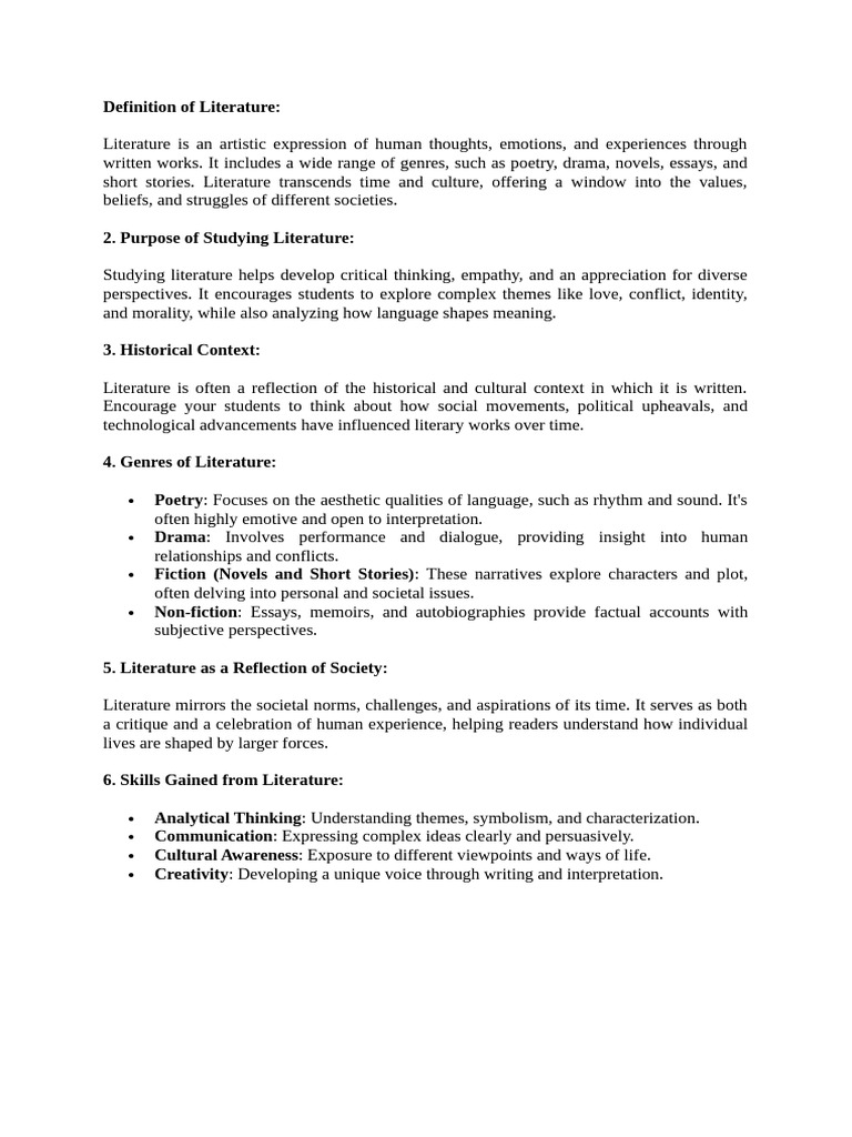 Definition of Literature | PDF