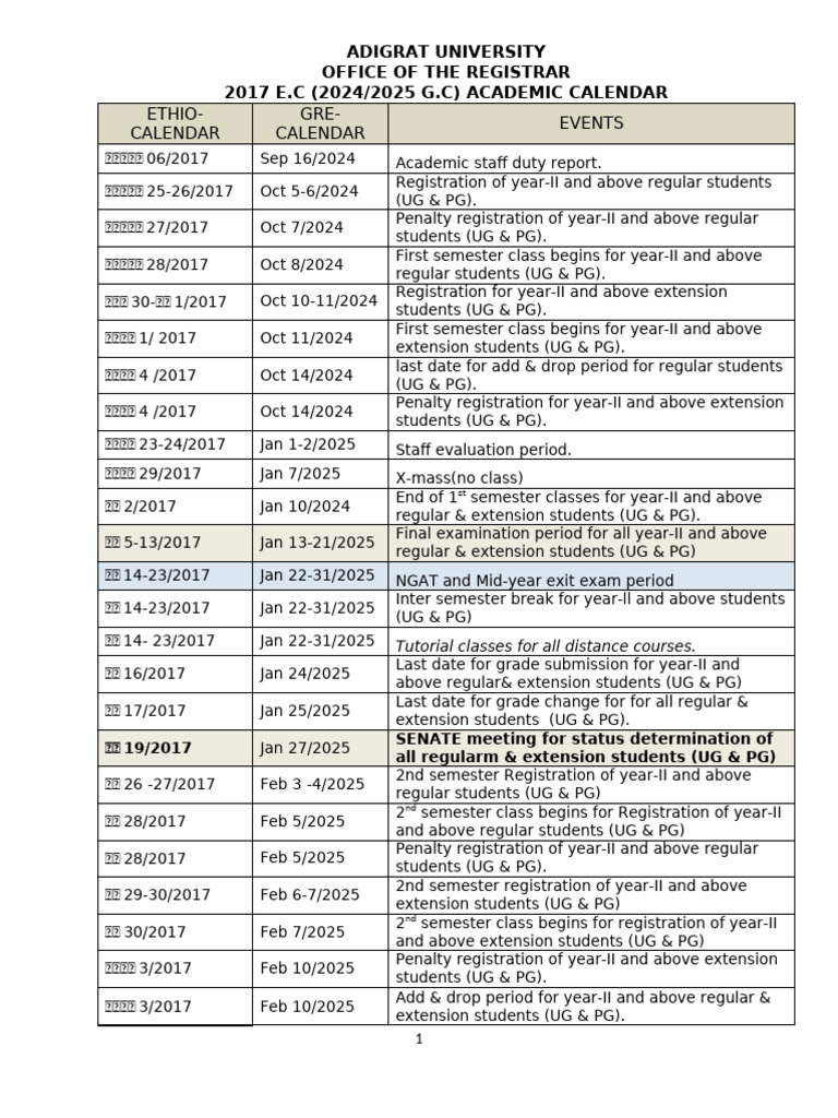 2017 Academic Calender | PDF | Academic Term | Educational Assessment ...