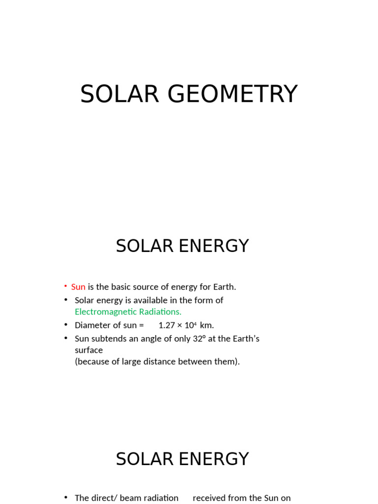 Energy in Transition Lecture-Ii, Solar Geometry | PDF | Equator | Angle