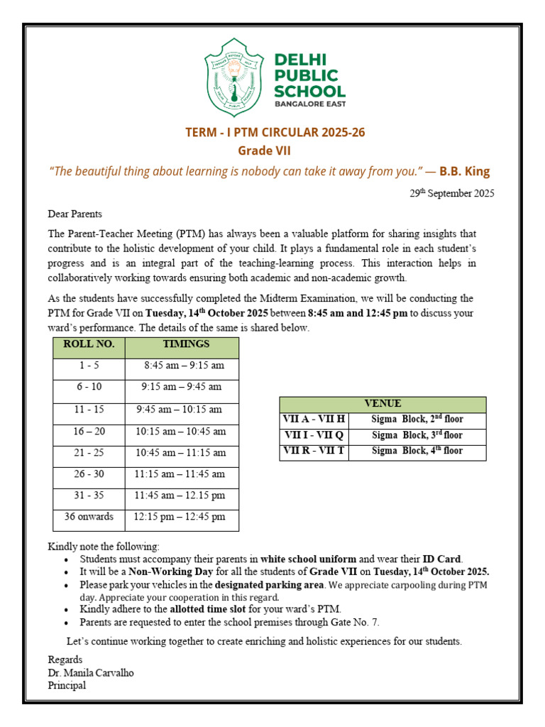 2021 Grade 7-Ptm Circular | PDF