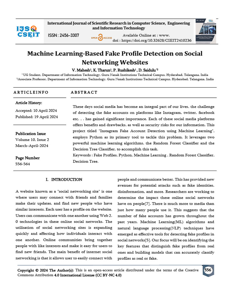 Machine Learning-Based Fake Profile Detection On S | PDF | Python ...
