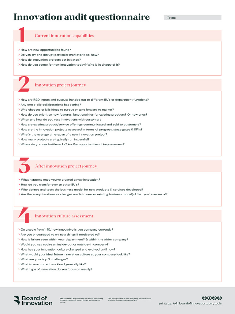Innovation Audit Questionnaire Tool | PDF | Innovation | Human ...