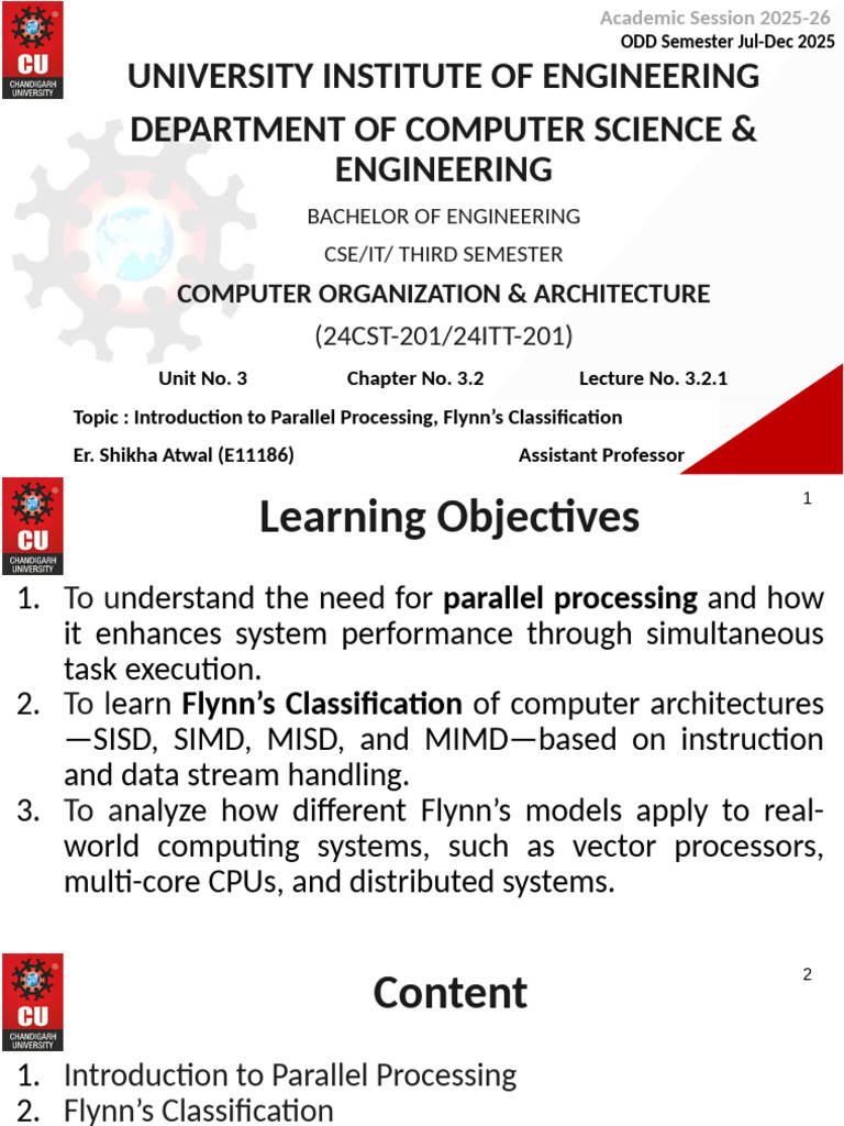 Lecture 3.2.1 (Introduction To Parallel Processing, Flynns ...