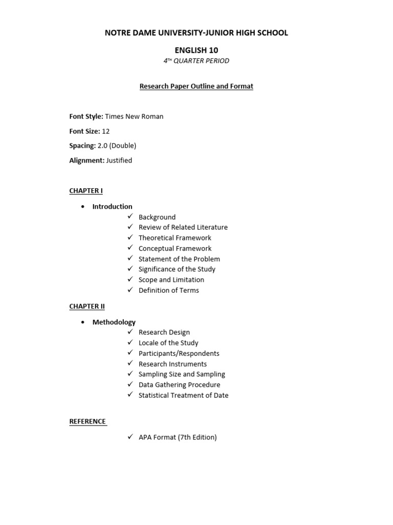 Research Paper Outline and Format (IMRD) | PDF