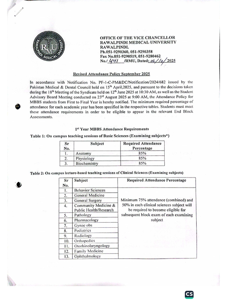 Revised Attendance Policy September 2025 | PDF