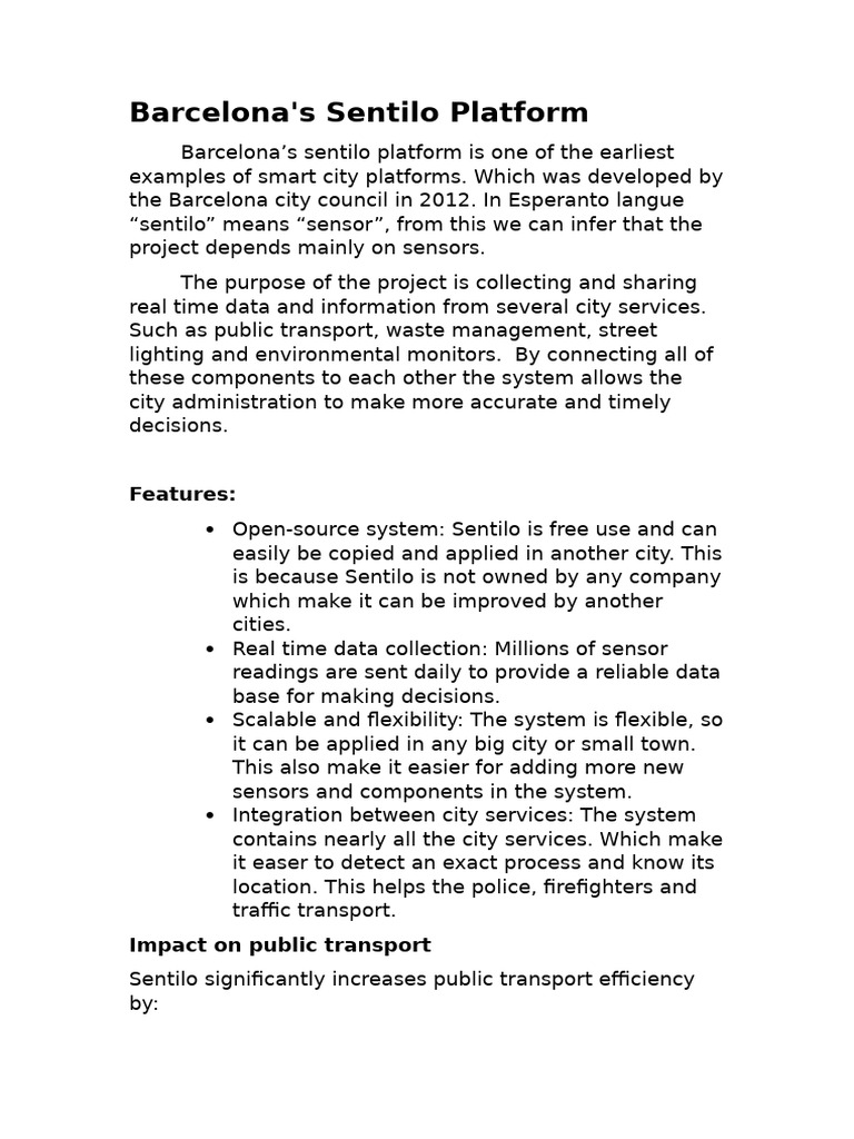 Barcelona's Sentilo Smart City Platform | PDF | Public Transport ...