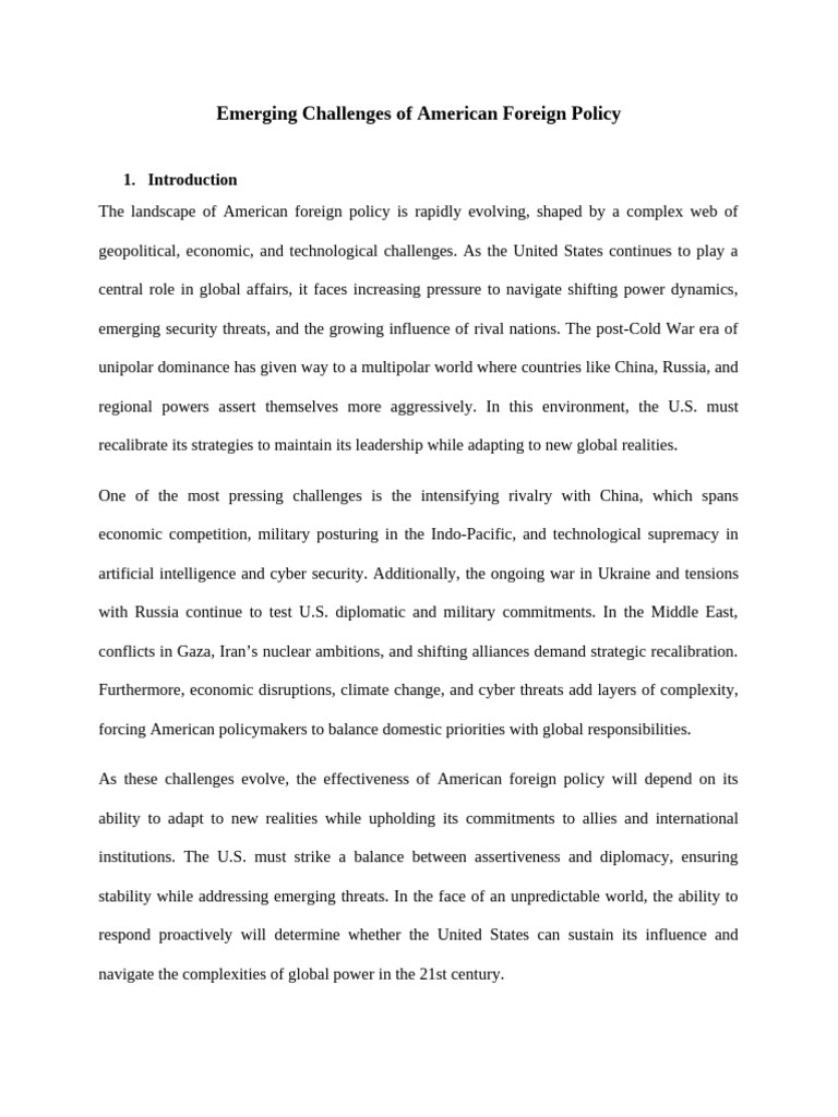 U.S. Foreign Policy: Navigating Global Challenges | PDF | Security ...