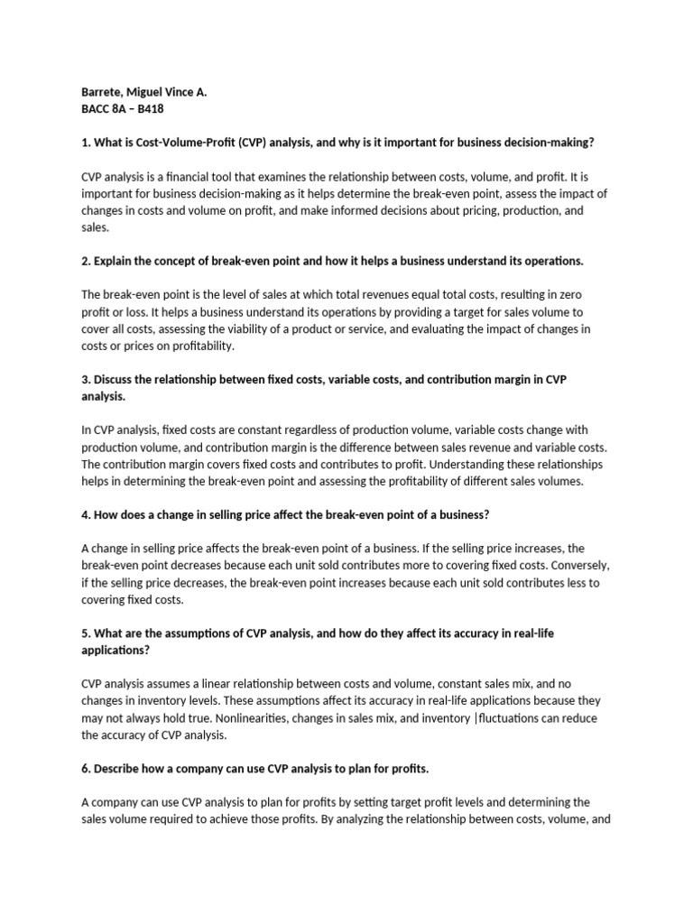 MANACC | PDF | Profit (Economics) | Management Accounting